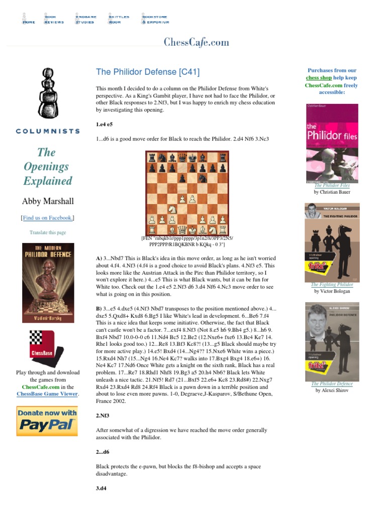 The Philidor Defense (C41) - Abby18 PDF | PDF | Chess Openings ...