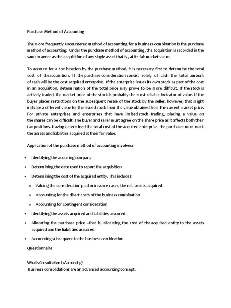 Purchase Method Consolidation | PDF | Consolidation (Business ...