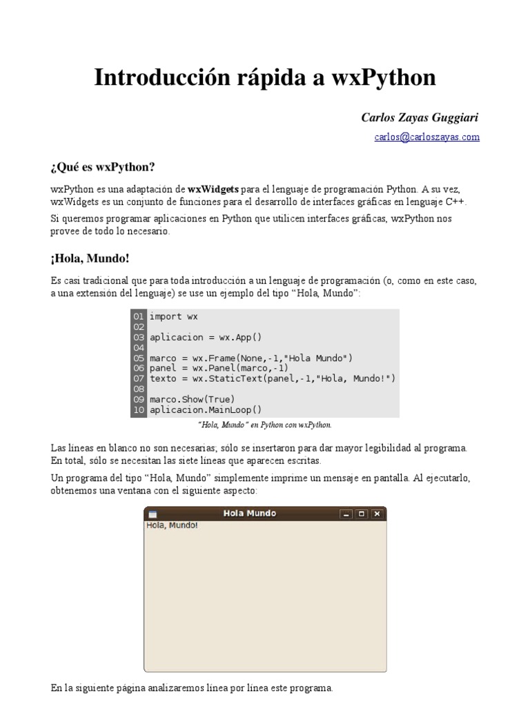 Introduccion Rapida A WxPython | PDF | Objeto (informática) | Python (lenguaje de programación)