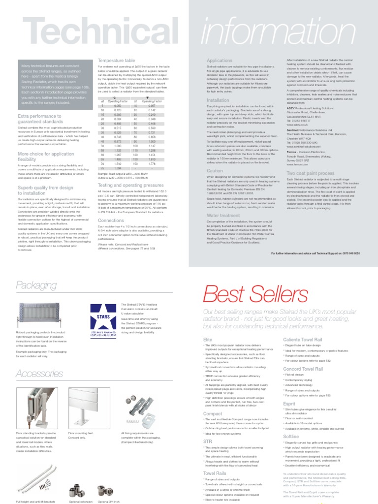 Stelrad Radiator Technical Information PDF | PDF | Radiator | Hvac