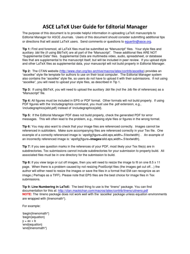 ASCE LaTeX Submission Guide | PDF | Te X | Portable Document Format