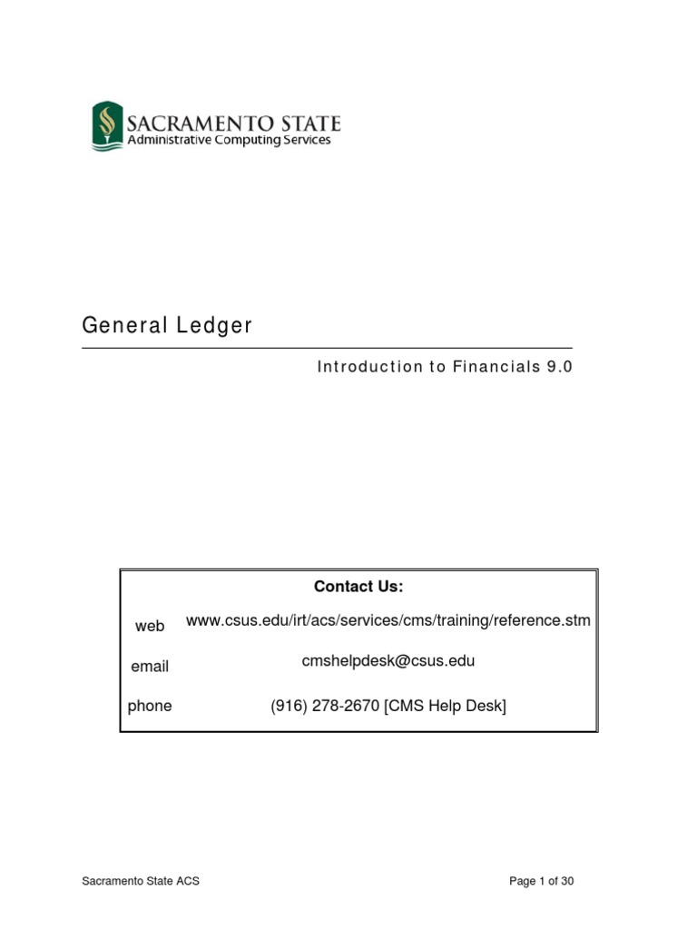 General Ledger: Introduction To Financials 9.0 | PDF | Web Browser ...