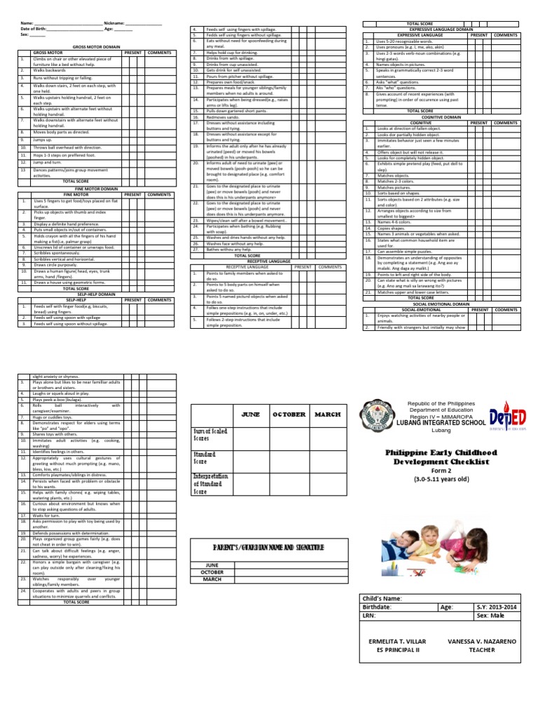 Eccd Checklist | PDF | Finger | Sibling