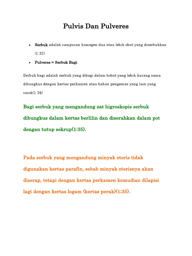 Pengertian Pulvis Dan Pulveres | PDF