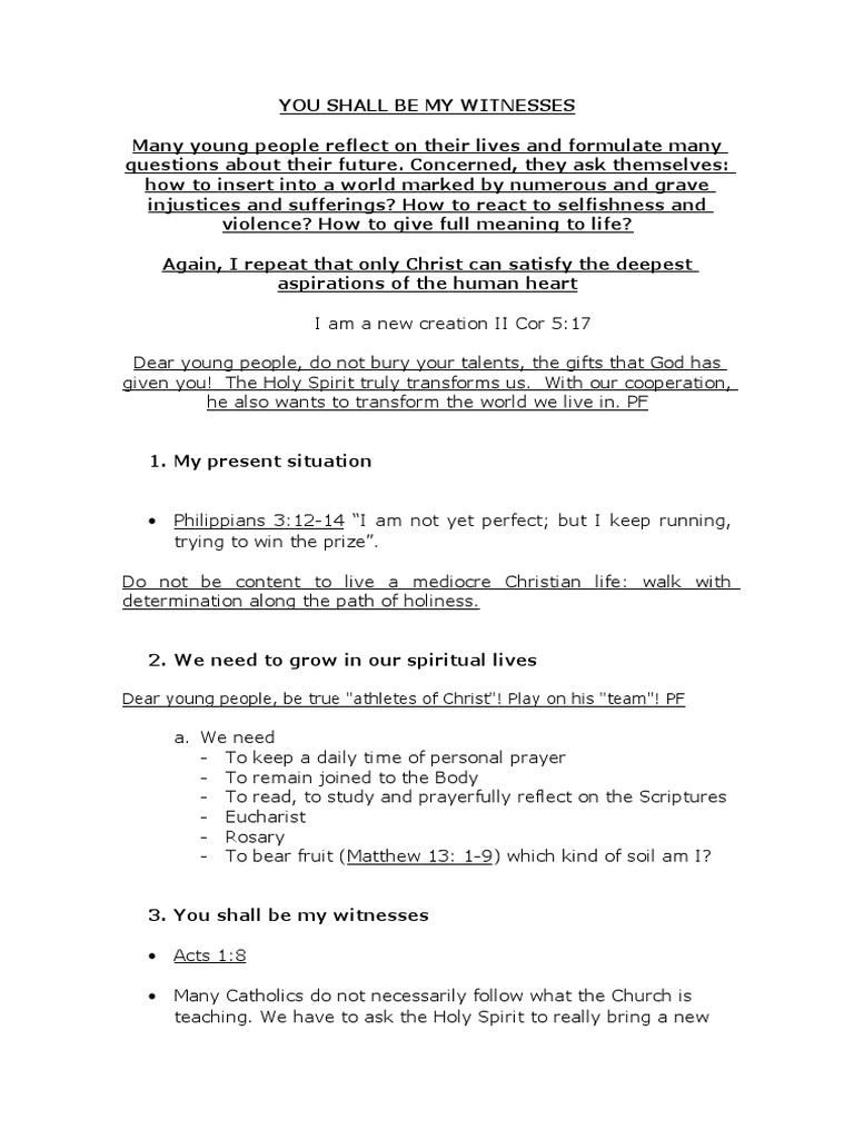 You Shall Be My Witnesses | PDF | Systematic Theology | Christian ...