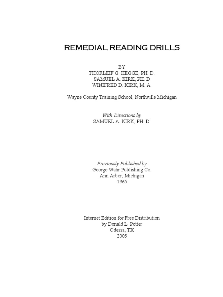Remedial Reading Drills PDF | PDF