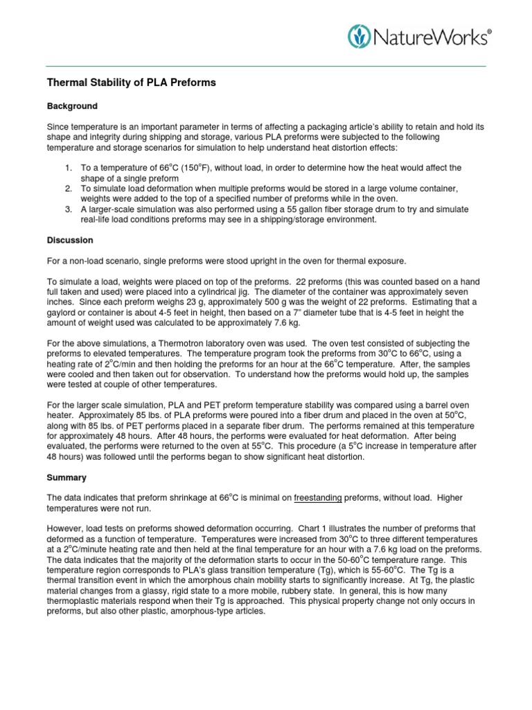 Thermal Stability of PLA Preforms: Background | PDF | Optical Fiber ...