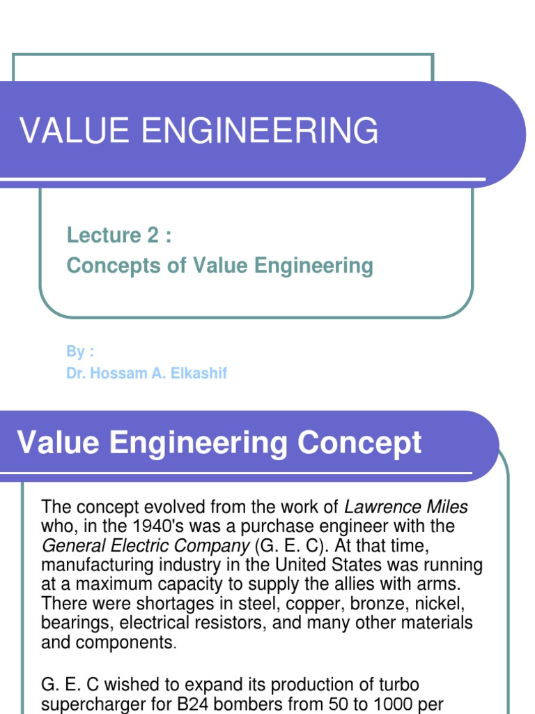 Value Engineering Concepts and Methodologies: An Overview of Value ...