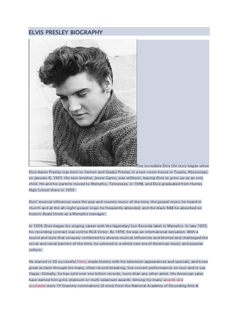 Elvis Presley: A Life in Music | PDF