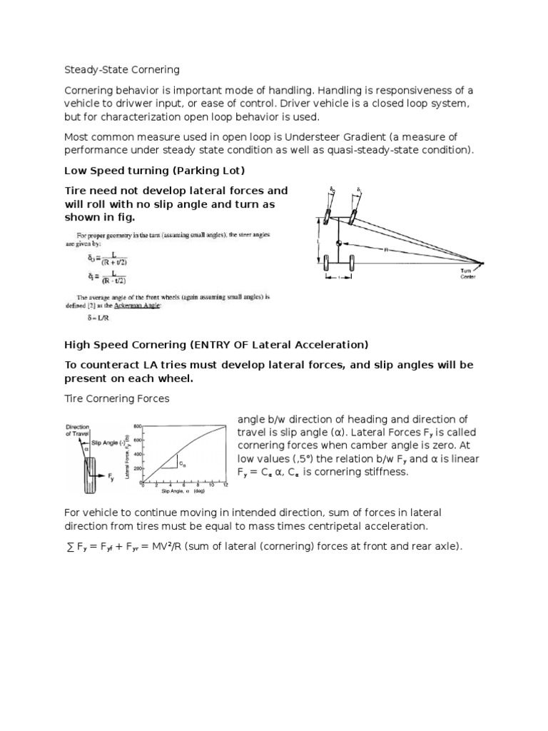 Steady-State Cornering Dynamics Explained | PDF