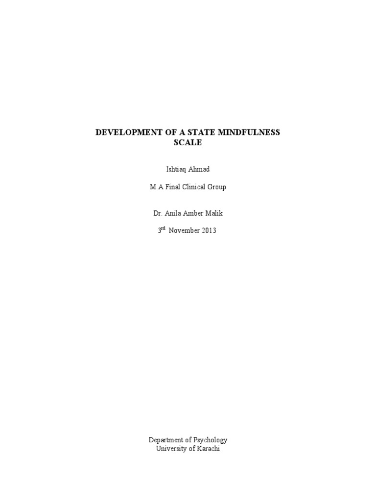 Development of a State Mindfulness Scale: Measuring Mindfulness as a ...