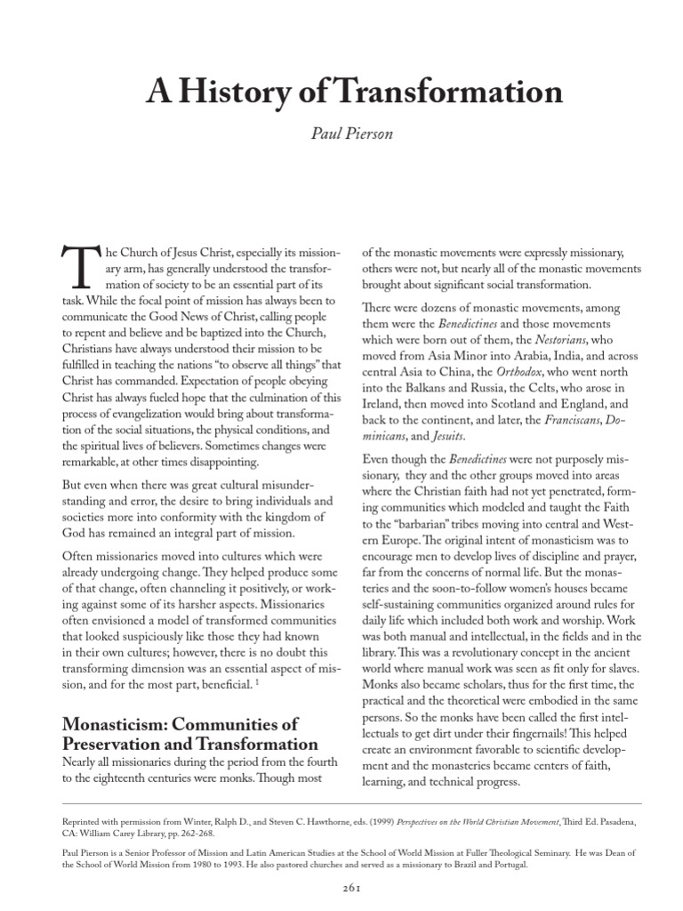 A History of Transformation: Paul Pierson | PDF | Christian Mission ...