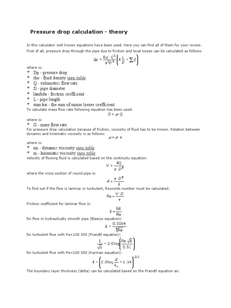 Pressure Drop Calculation | PDF | Fluid Dynamics | Gases