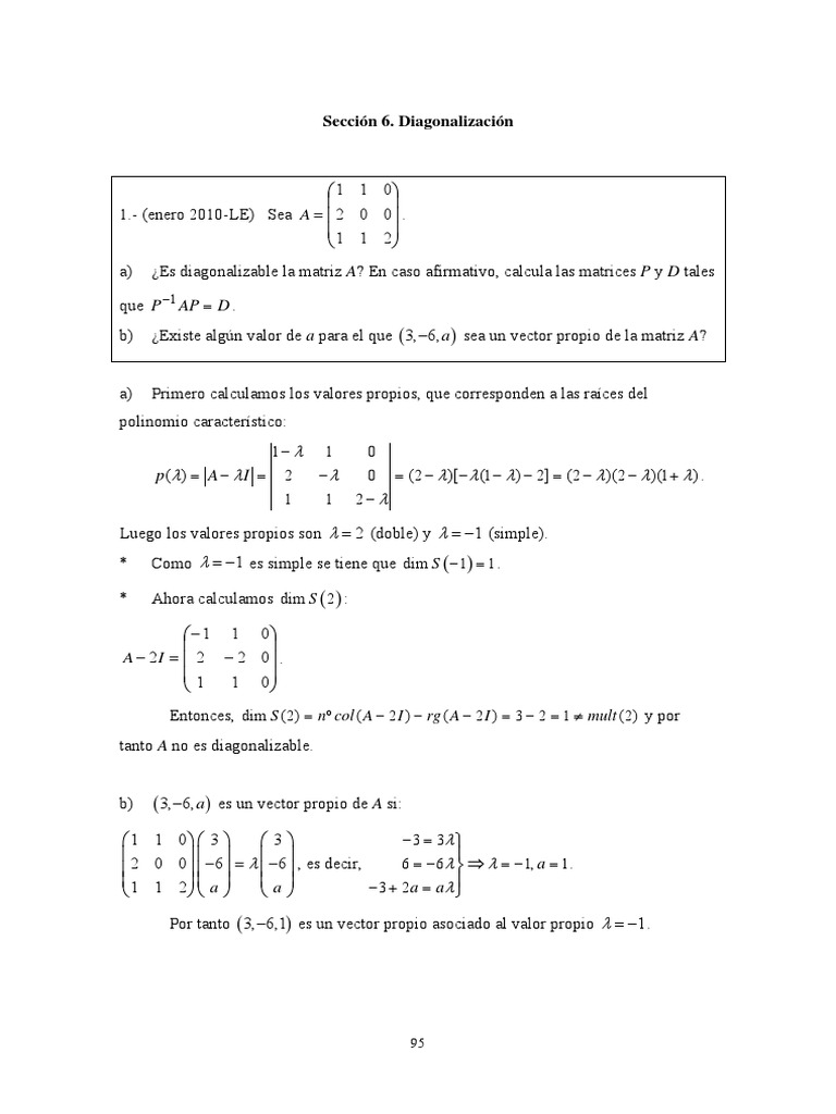 Diagonalizacion Matrices PDF | PDF | Valores propios y vectores propios | Álgebra