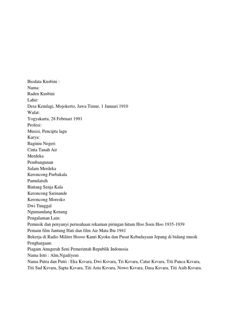 Biodata Kusbini | PDF