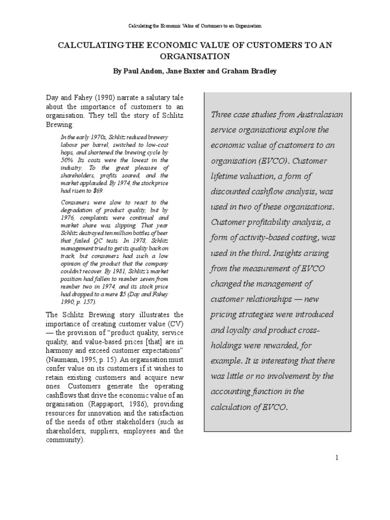 Calculating Customer Value | PDF | Banks | Marketing