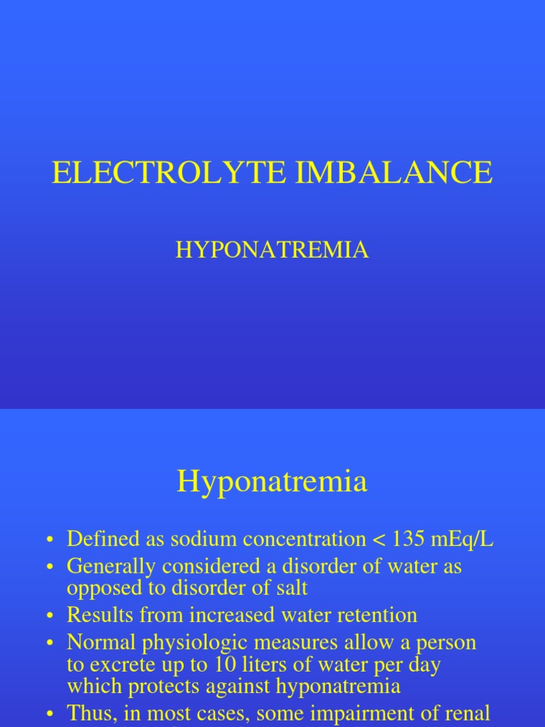 Hyponatremia.ppt | Saline (Medicine) | Kidney