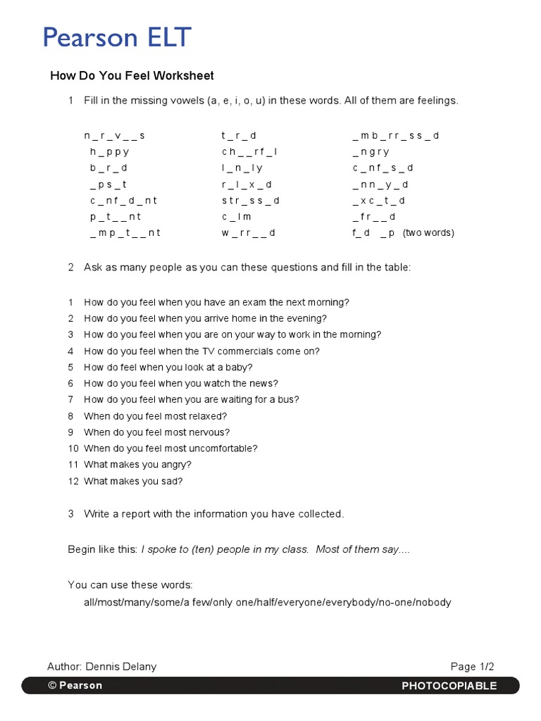 How Do You Feel Worksheet | PDF | Language Arts & Discipline