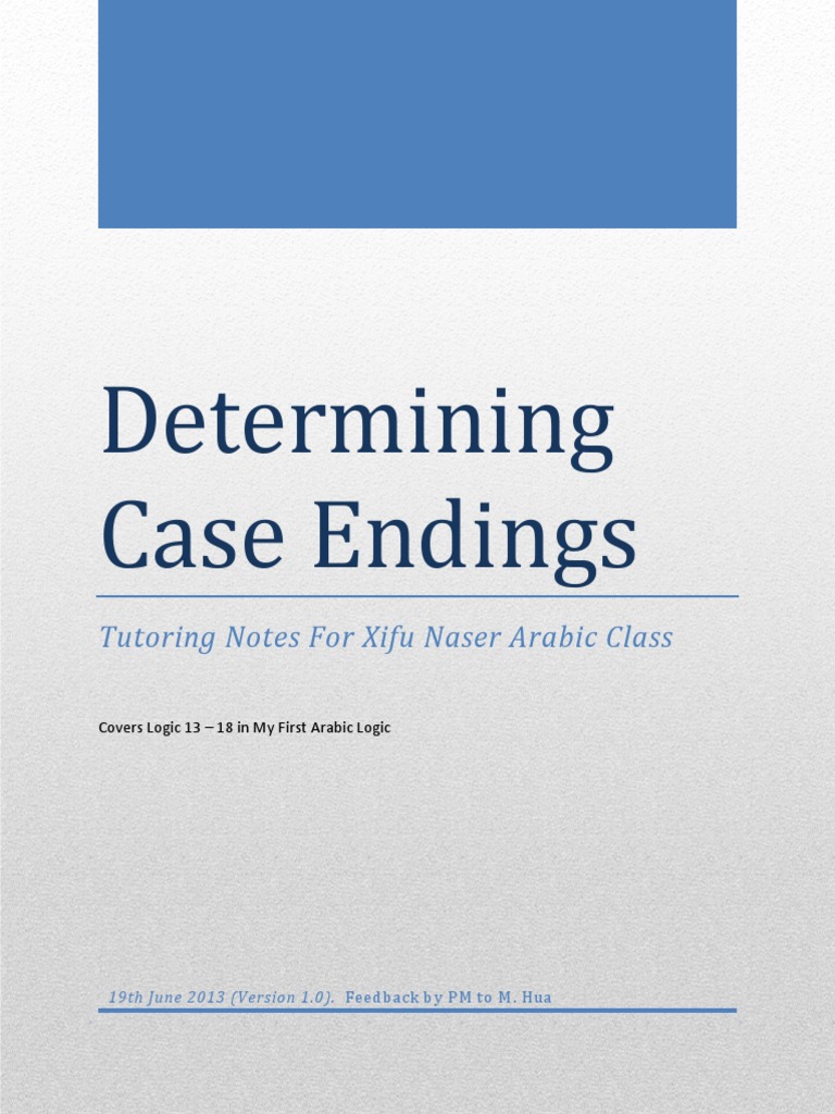 Determining Case-Endings PDF | PDF | Arabic | Grammar