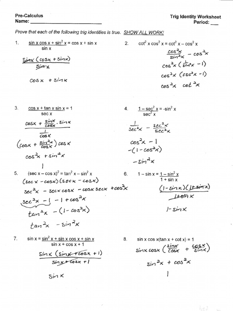 Identity Worksheet Answers PDF | PDF