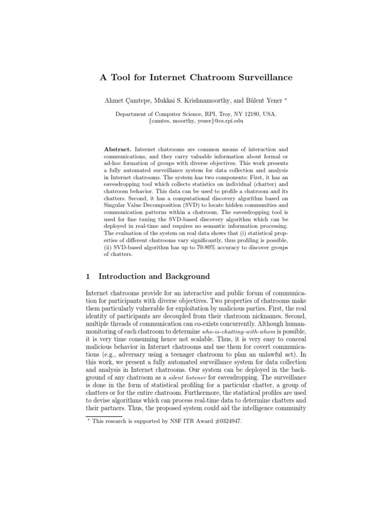 Internet Chatroom Surveillance | PDF | Internet Relay Chat ...
