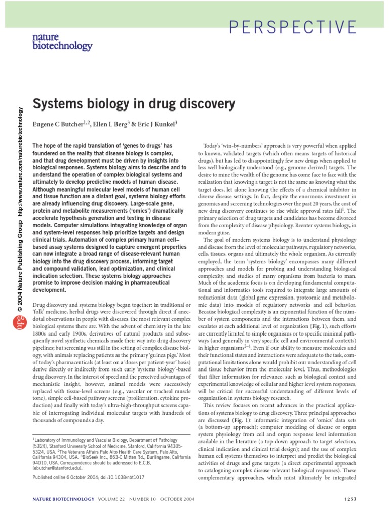 Systems Biology in Drug Discovery PDF | Download Free PDF | Drug ...