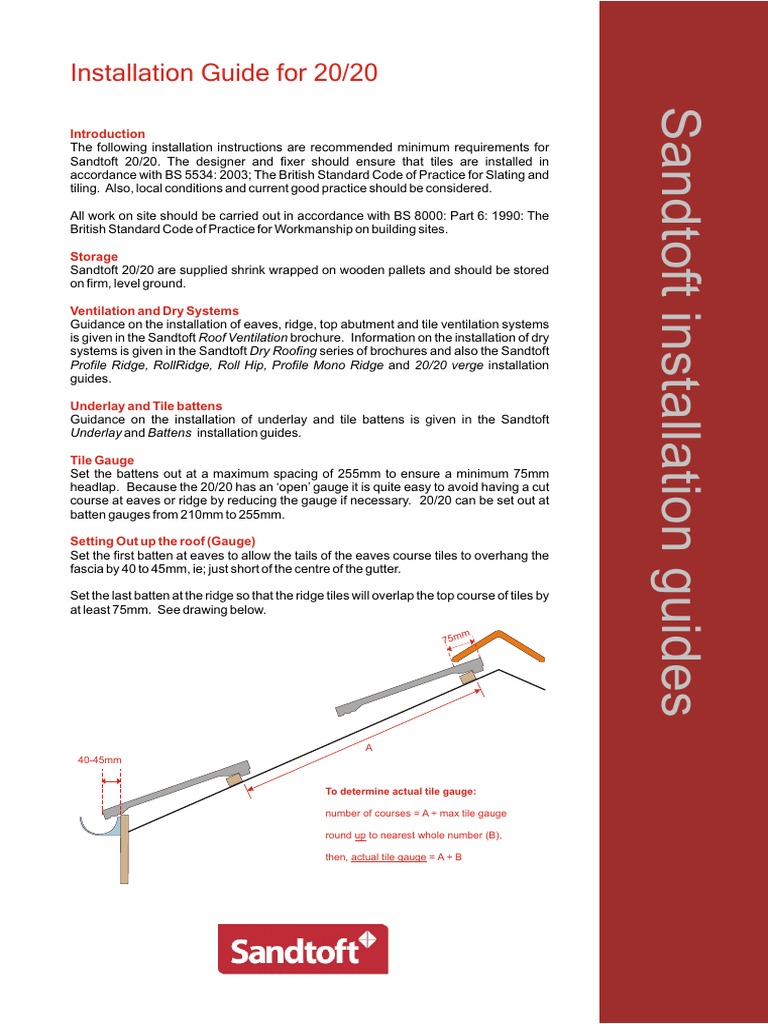 Installation Guide For 20/20: Profile Ridge, Rollridge, Roll Hip ...