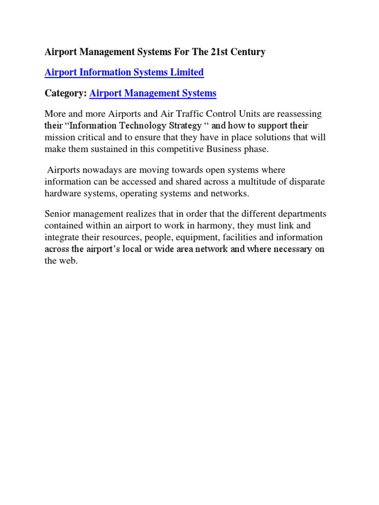 Airport Management Systems | Download Free PDF | Air Traffic Control ...