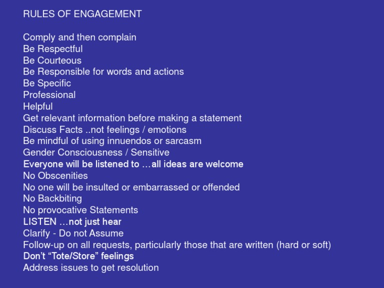 Rules of Engagement | PDF