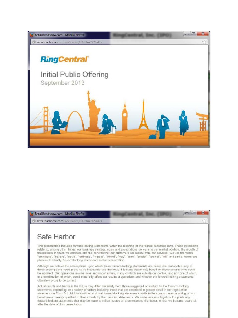 RingCentral IPO Roadshow Investor Presentation PDF | PDF
