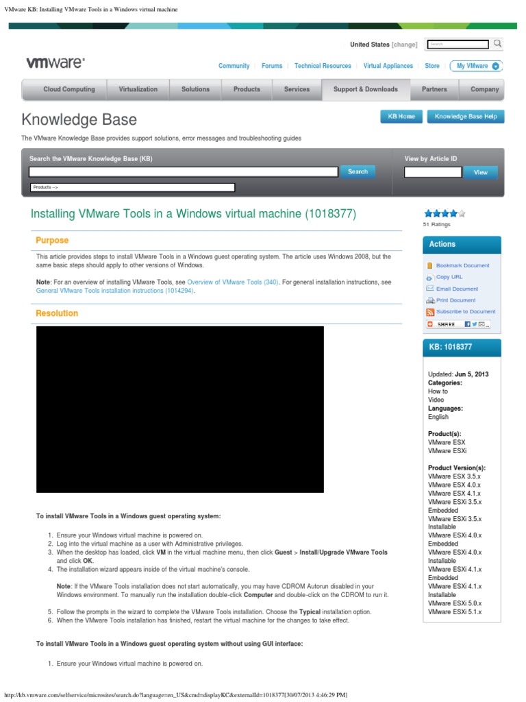 VMware KB - Installing VMware Tools in A Windows Virtual Machine PDF ...