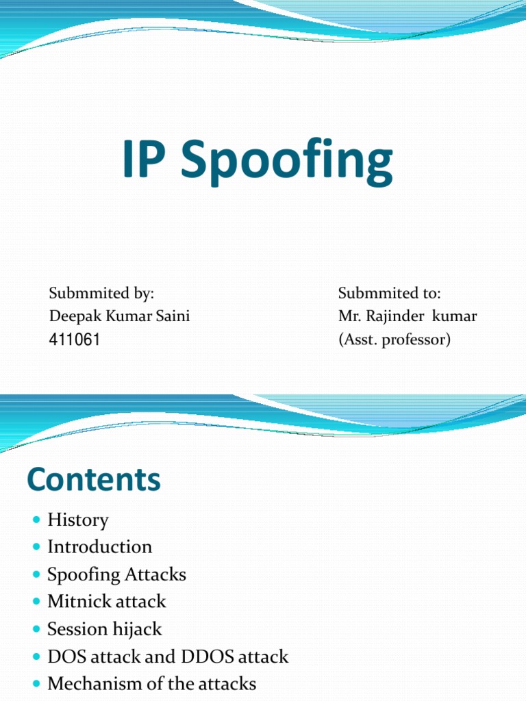 IP SPOOFING.ppt | Denial Of Service Attack | Transmission Control Protocol