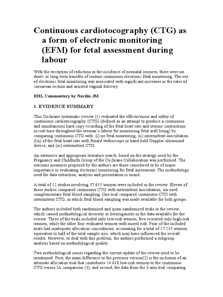 Continuous Cardiotocography WHO | PDF | Childbirth | Health Sciences