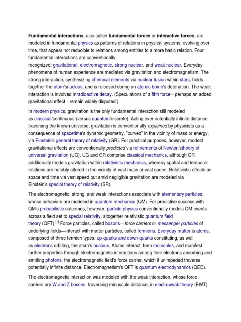 Fundamental interactions and the four fundamental forces in physics ...