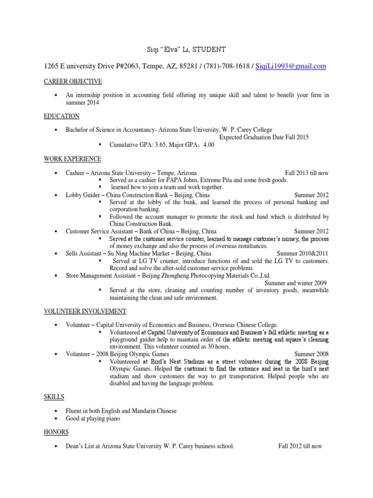 Resume | PDF | Arizona State University | Beijing