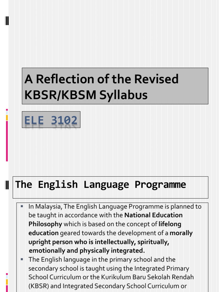 Reflecting on the Revisions to the English Language Syllabus in the ...