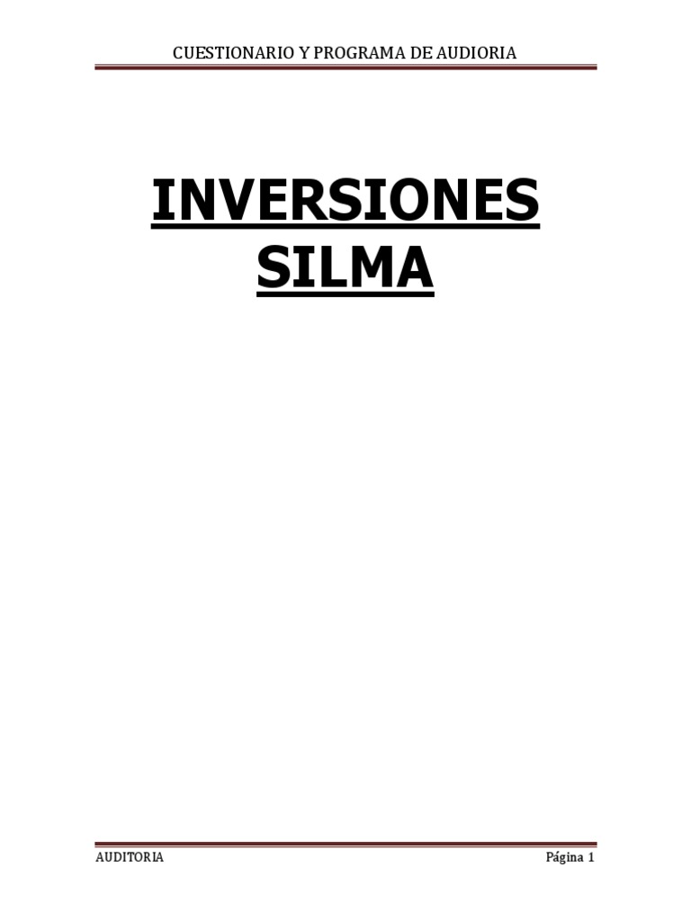 Inversiones Silma | PDF | Contabilidad | Auditoría financiera