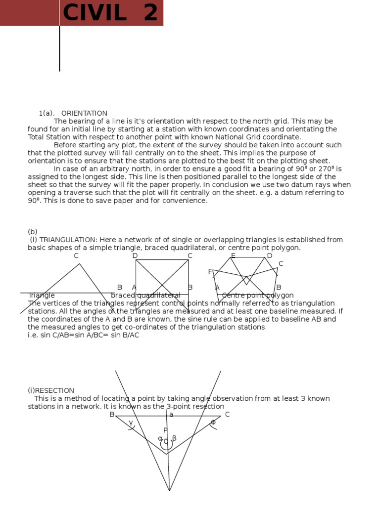 Surveying Solutions to Simple Problems | Surveying | Triangle