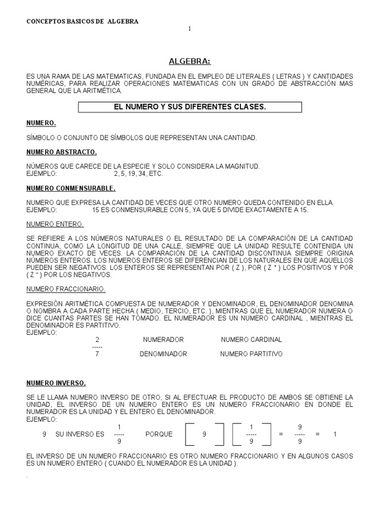 Conceptos Basicos de Algebra | PDF