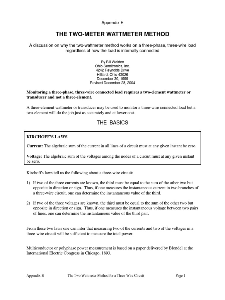 Two Wattmeter Method (E) | PDF | Quantity | Electronics