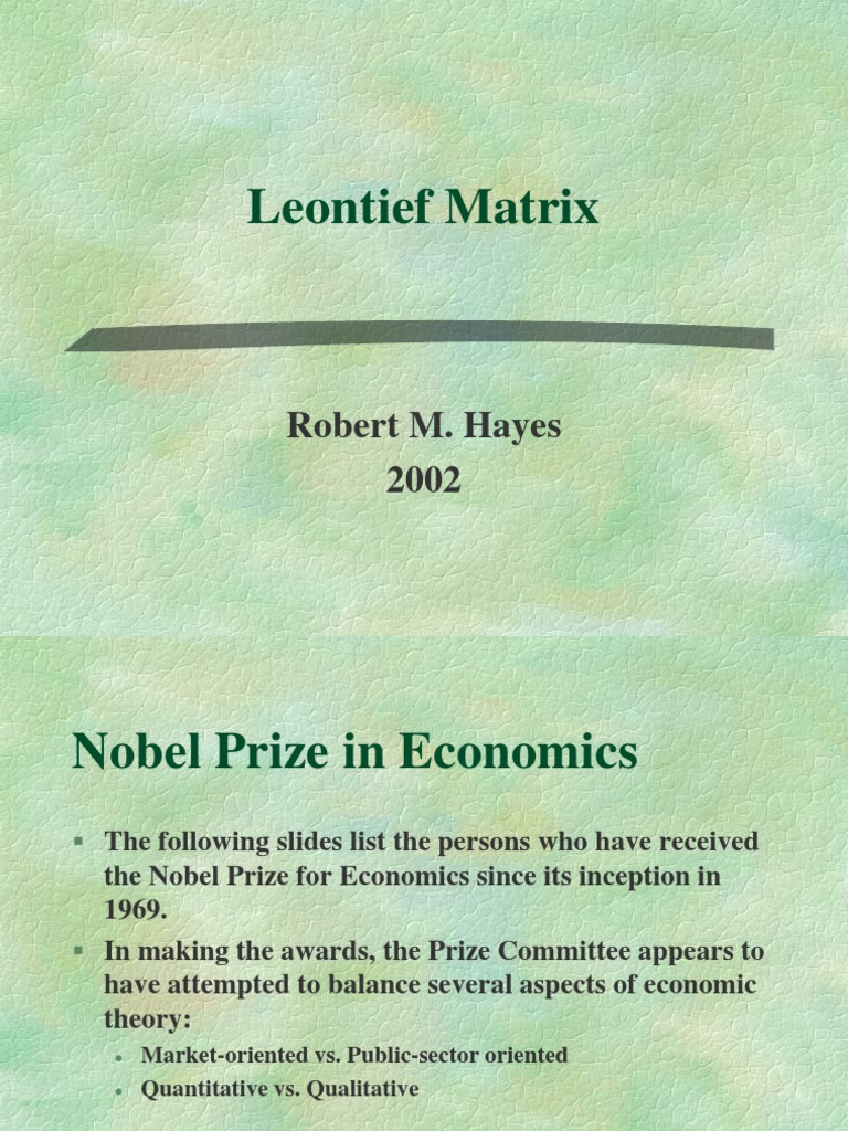Leontief Matrix | PDF | Input–Output Model | Economic Theories
