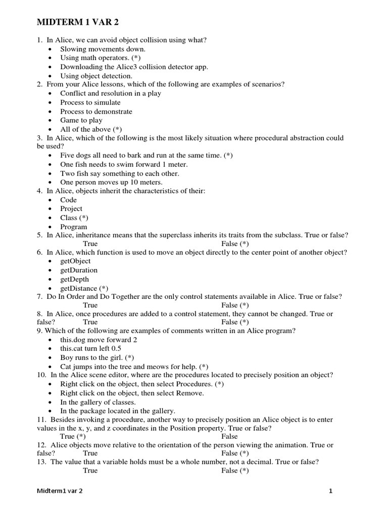 Midterm 1 Var 2 Pdf Method Computer Programming Class Computer Programming
