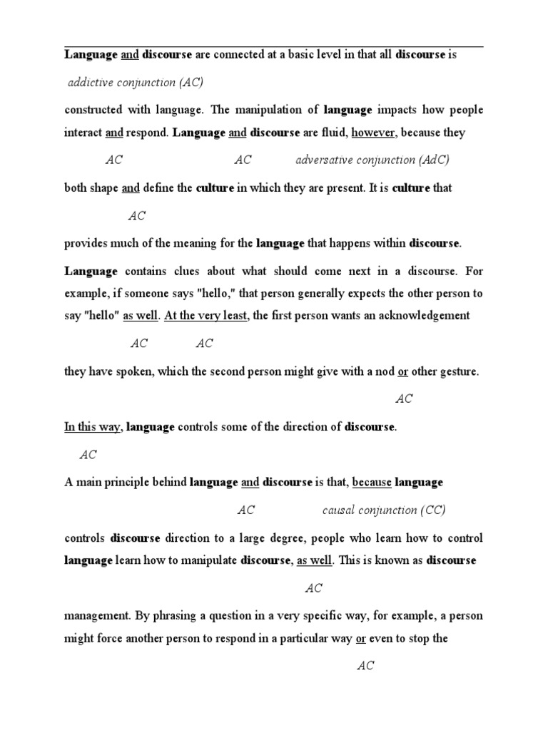 Ac Adversative Conjunction (Adc) | PDF | Discourse | Gesture