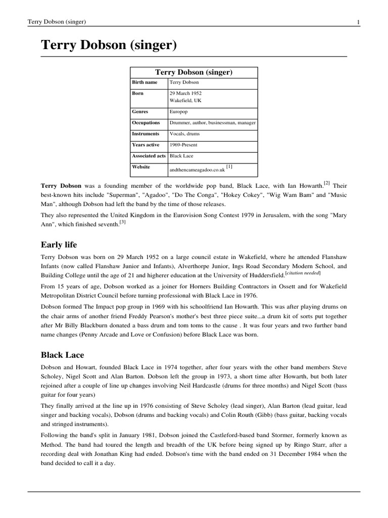 Terry Dobson (Singer) PDF | PDF | Popular Music | Leisure