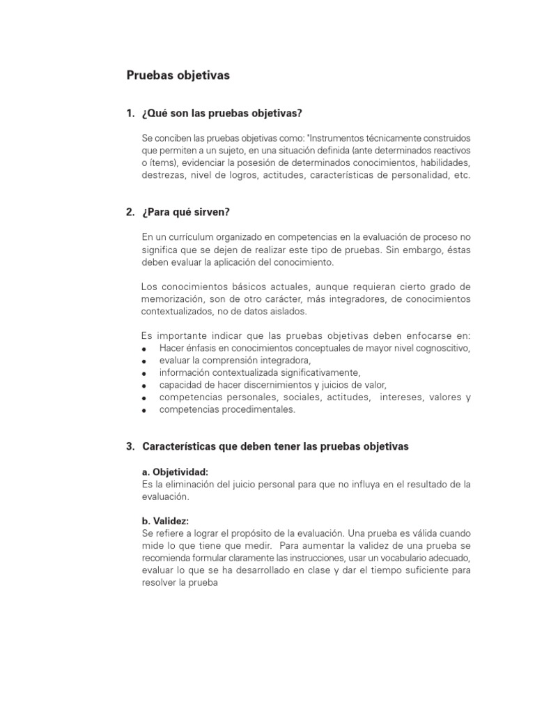 pruebas objetivas | Función (Matemáticas) | Evaluación