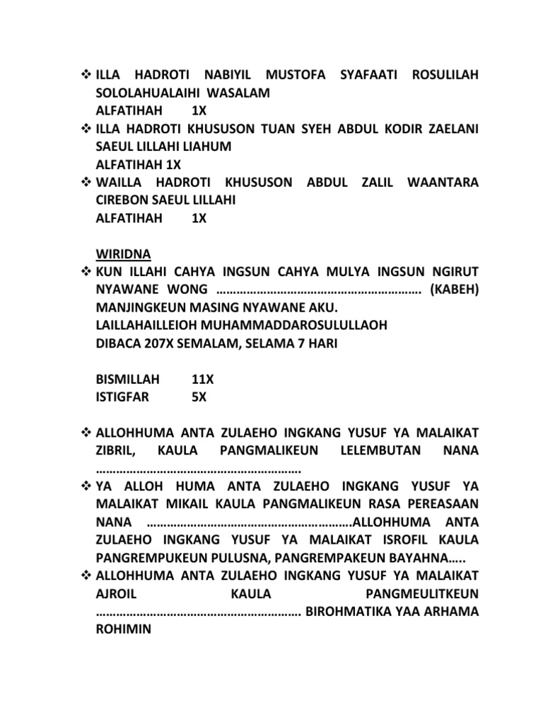 Illa Hadroti Nabiyil Mustofa Syafaati Rosulilah Sololahualaihi Wasalam | PDF