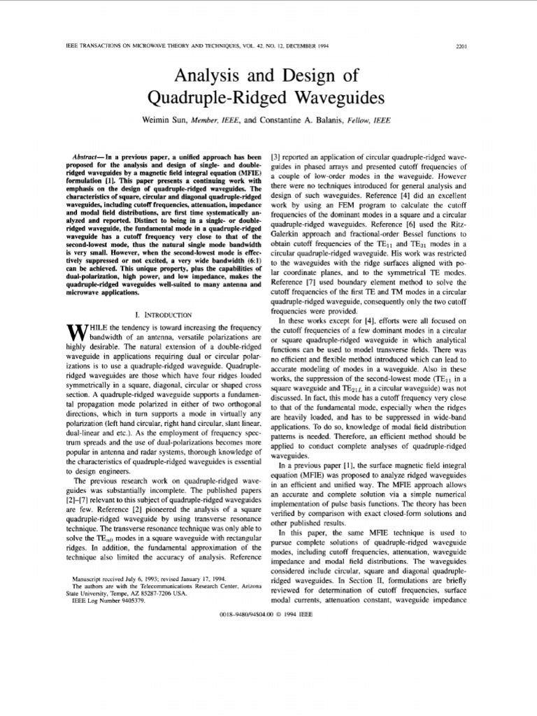 Quadruple-Ridged Waveguide Analysis | PDF | Waveguide | Normal Mode