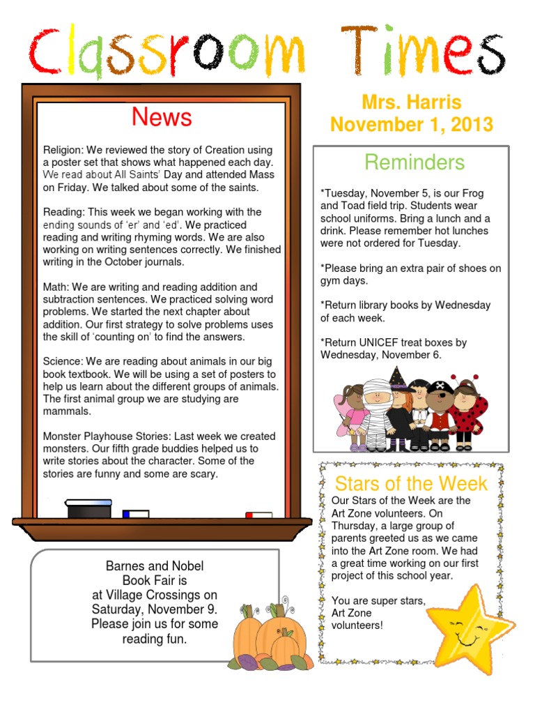 November Classroom Updates and Events | PDF | Language Arts ...