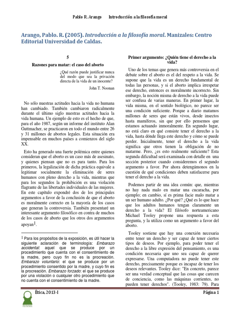 Aborto - Pablo Arango | PDF | Moralidad | Argumento