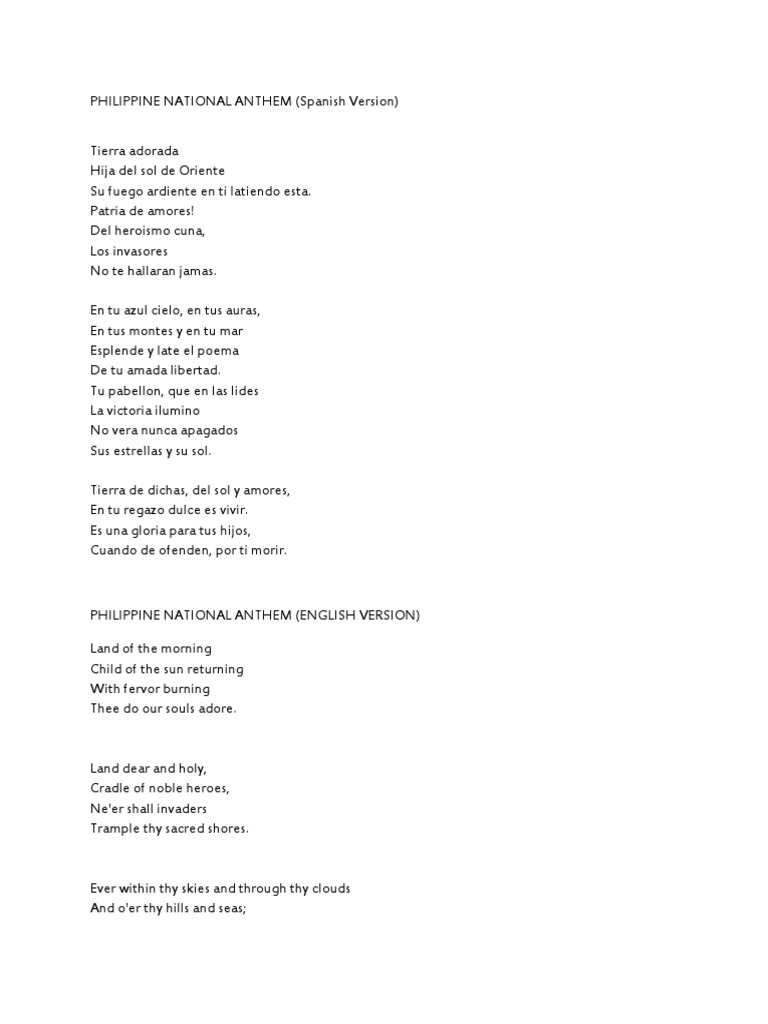 Philippine National Anthem | PDF